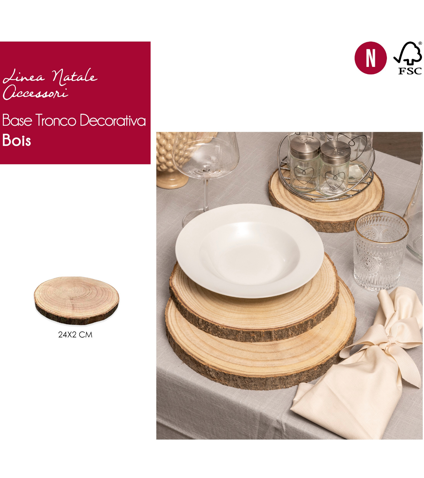 WOOD TRUNK BASE 24CM - Home textiles