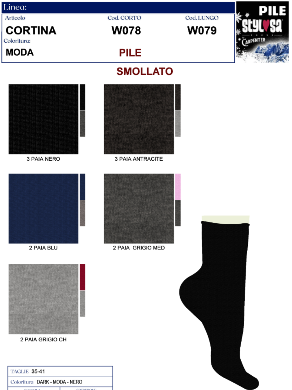 WOMEN'S SOCK W078 FLEECE - TELLINI S.r.l. ESHOP